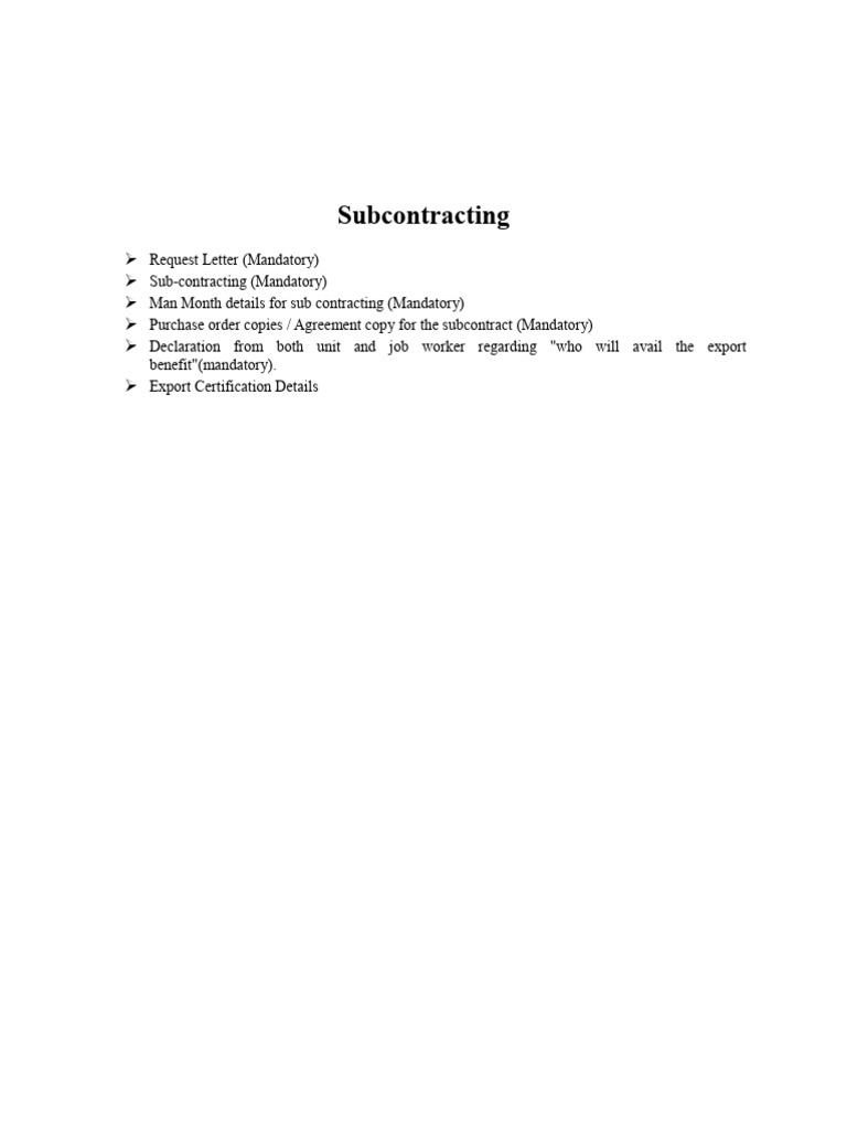 Subcontract Checklist | PDF