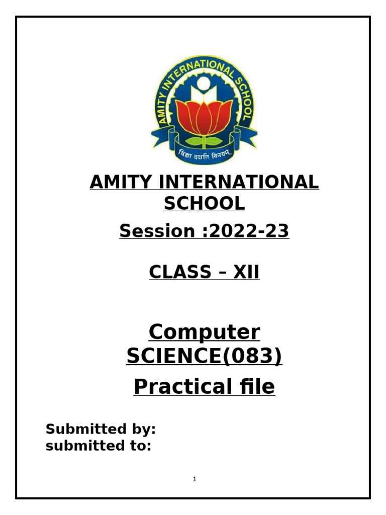Class XII Computer Science Practical File | PDF | Databases | Software Engineering