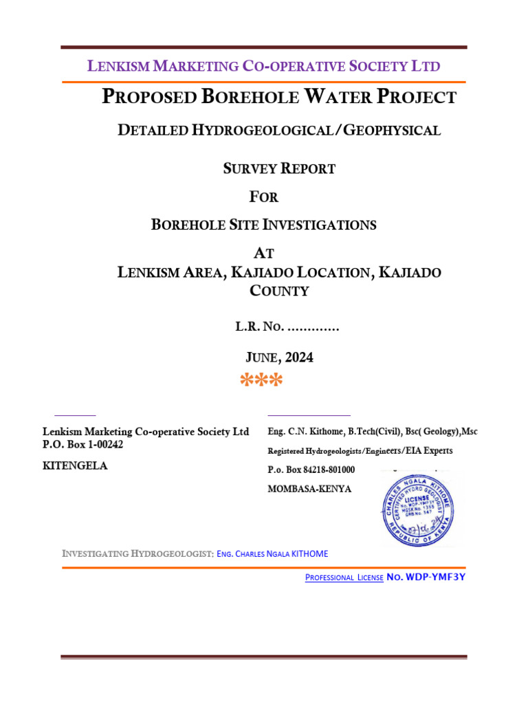 Lenkism Childrens Home HSR - Lenkism, Kajiado | PDF | Aquifer | Hydrogeology