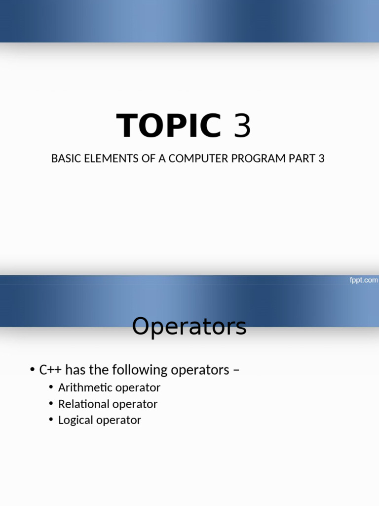 3 Topic 3 Basic Elements Part 3 | PDF | Arithmetic | String (Computer Science)