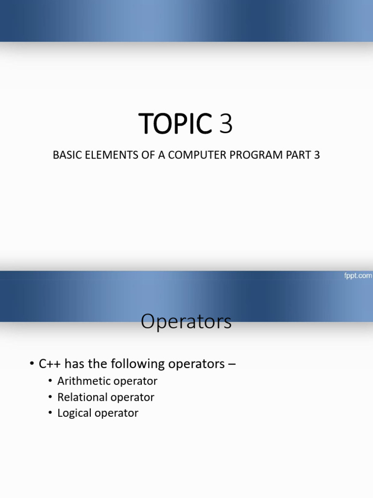 3 Topic 3 Basic Elements Part 3 | PDF | Arithmetic | String (Computer Science)