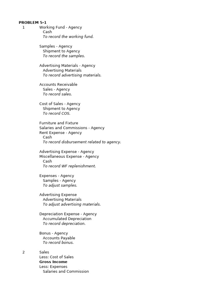 Agency Financial Transactions Overview | PDF | Expense | Debits And Credits