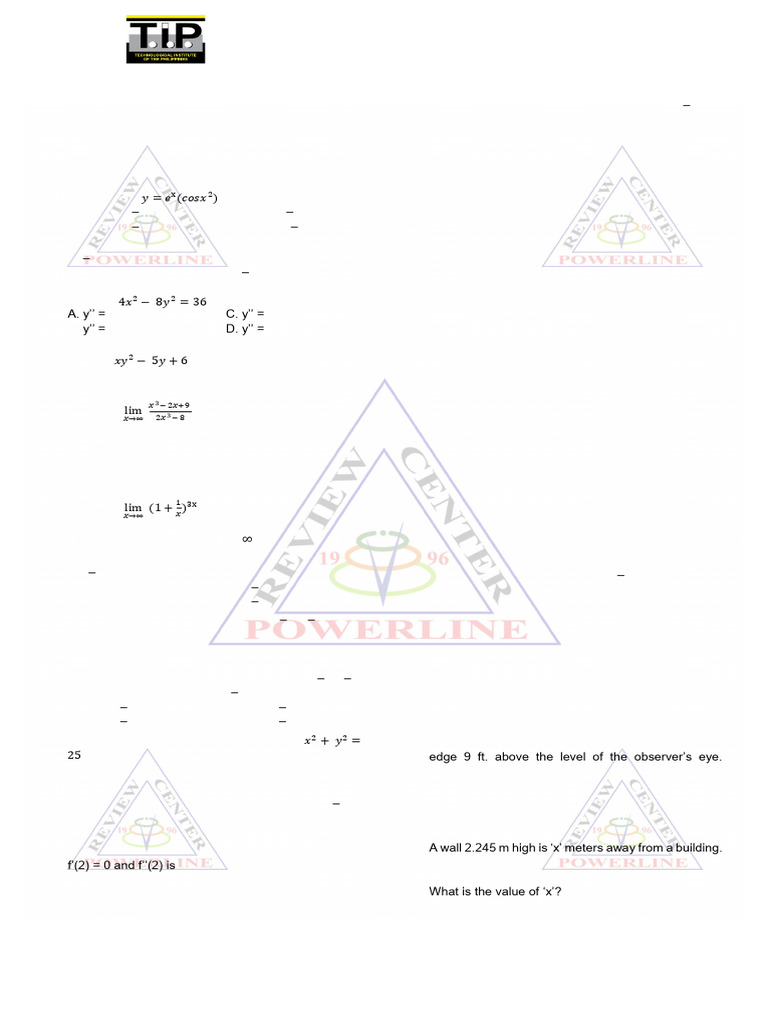 Electrical Engineering Differential Calculus Problems | PDF | Area ...