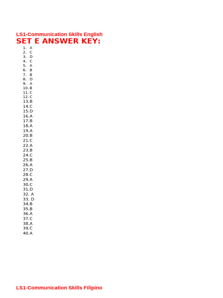 Set e (Answer Key) | PDF | Learning | Cognition