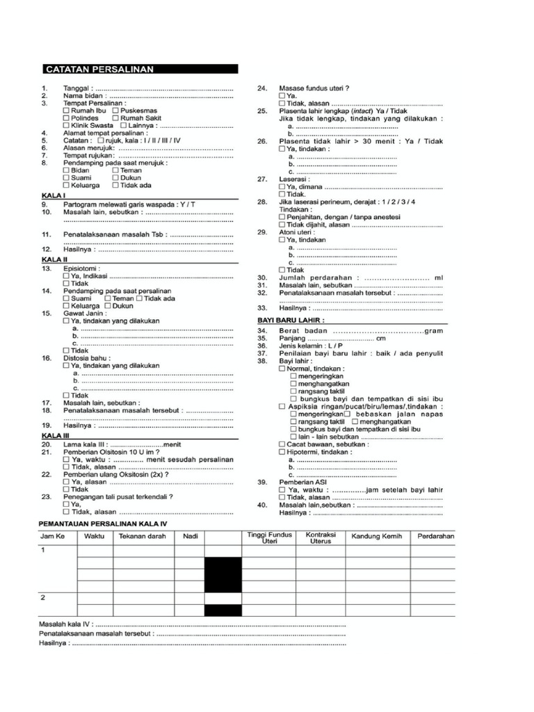 Lembar Partograf | PDF