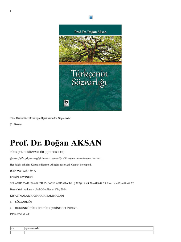 Turkcenin Soz Varligi Prof. DR - Dogan AKSAN | PDF
