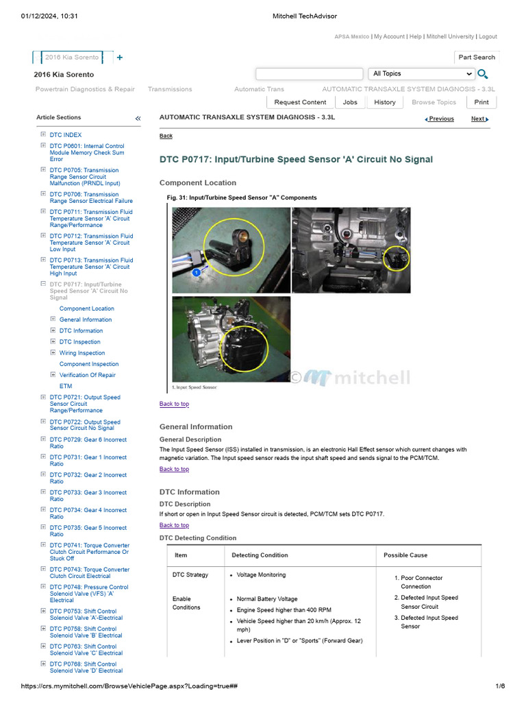 Mitchell TechAdvisor P0717 | PDF | Electrical Connector | Sensor