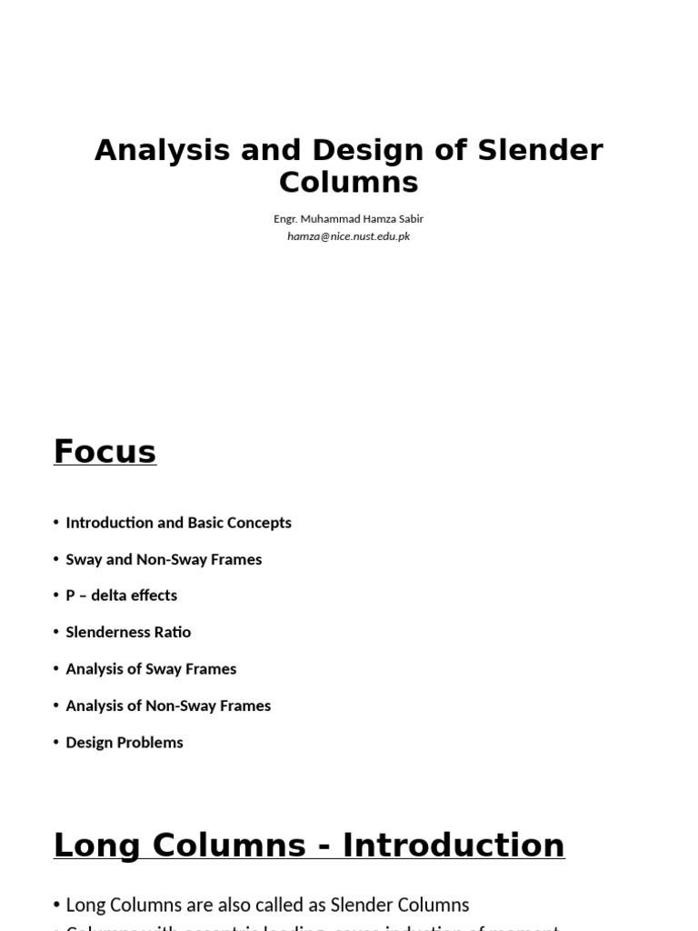 Lecture On Slender Columns | PDF | Buckling | Column