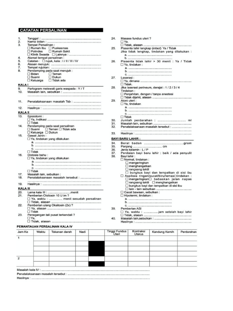 Lembar Partograf | PDF