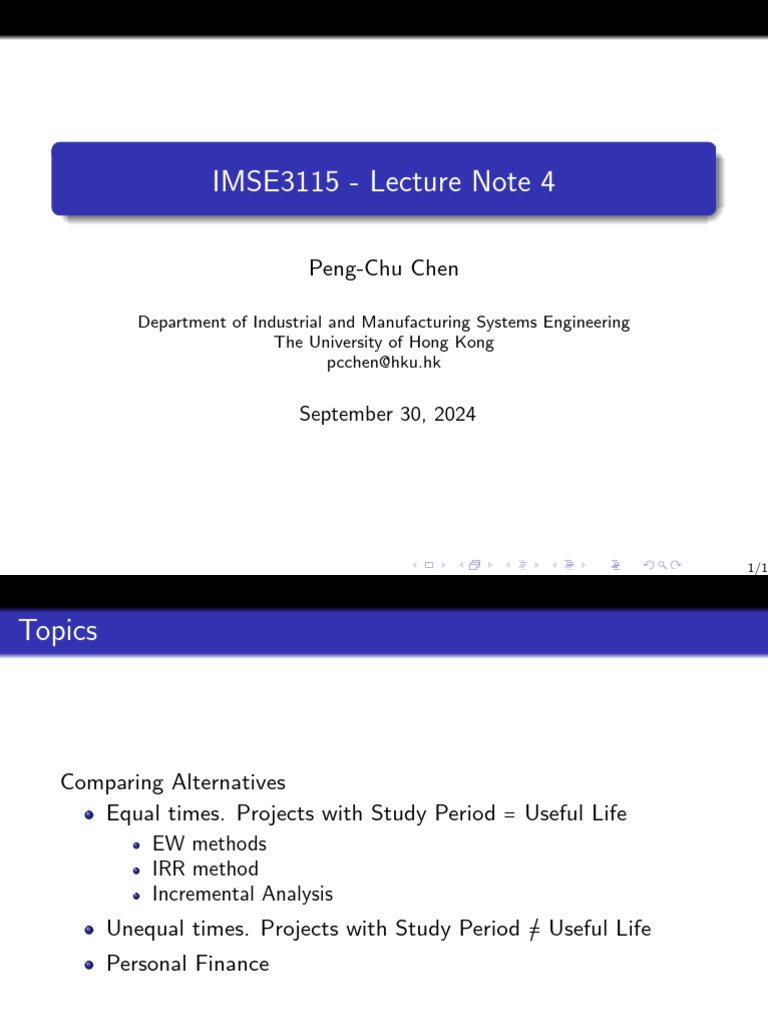 Imse3115 Lecture4 2024 | PDF | Annual Percentage Rate | Internal Rate Of Return