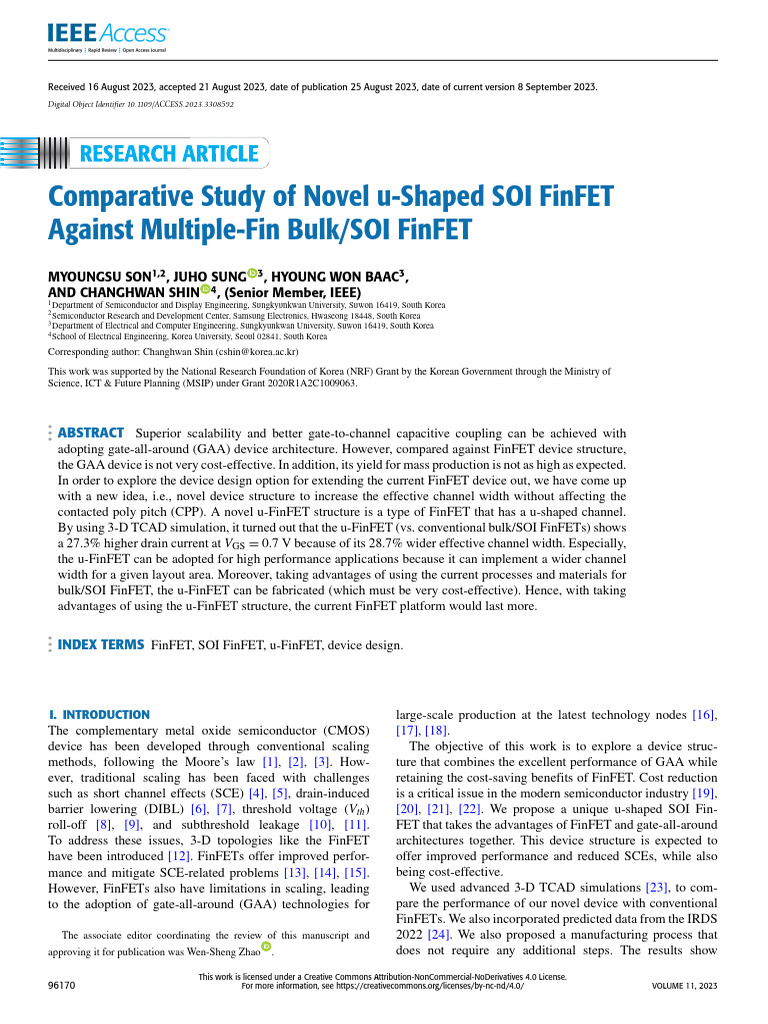 Comparative Study of Novel U-Shaped SOI FinFET Against Multiple-Fin Bulk SOI FinFET | PDF ...