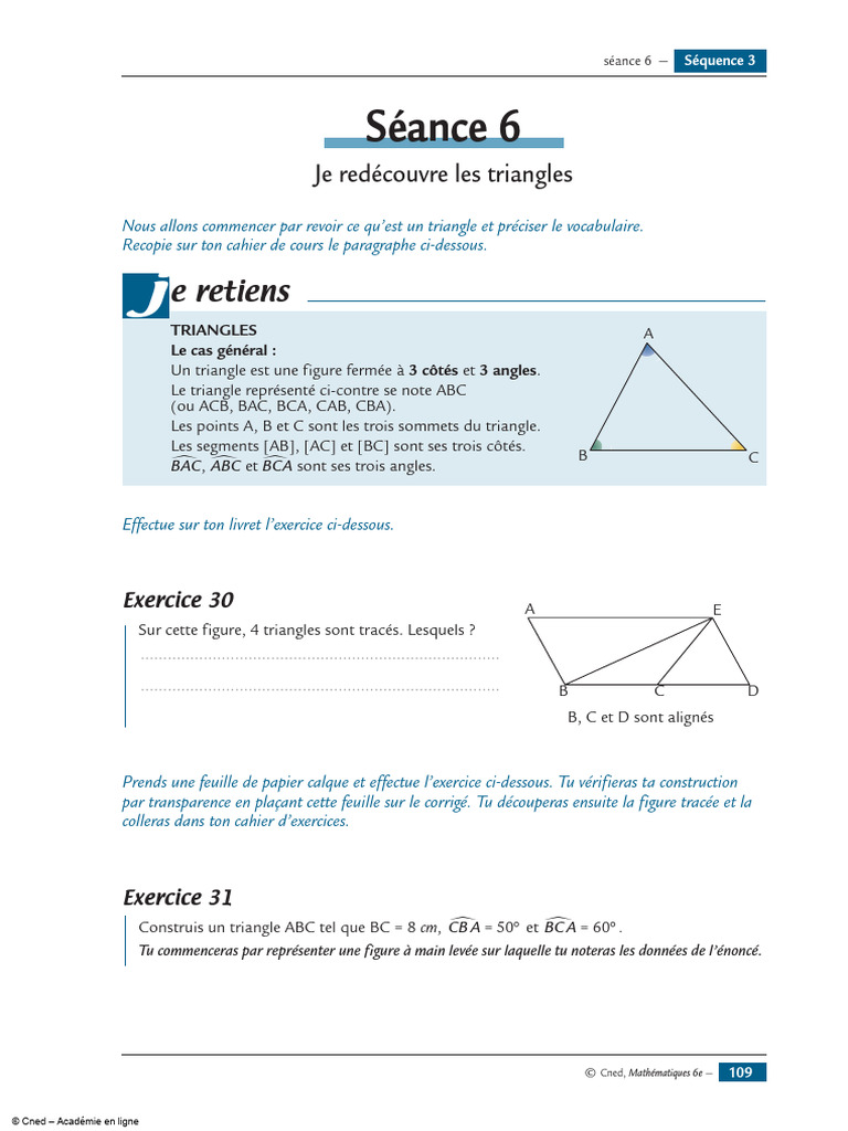 Introduction aux triangles en 6e | PDF | Triangle | Angle