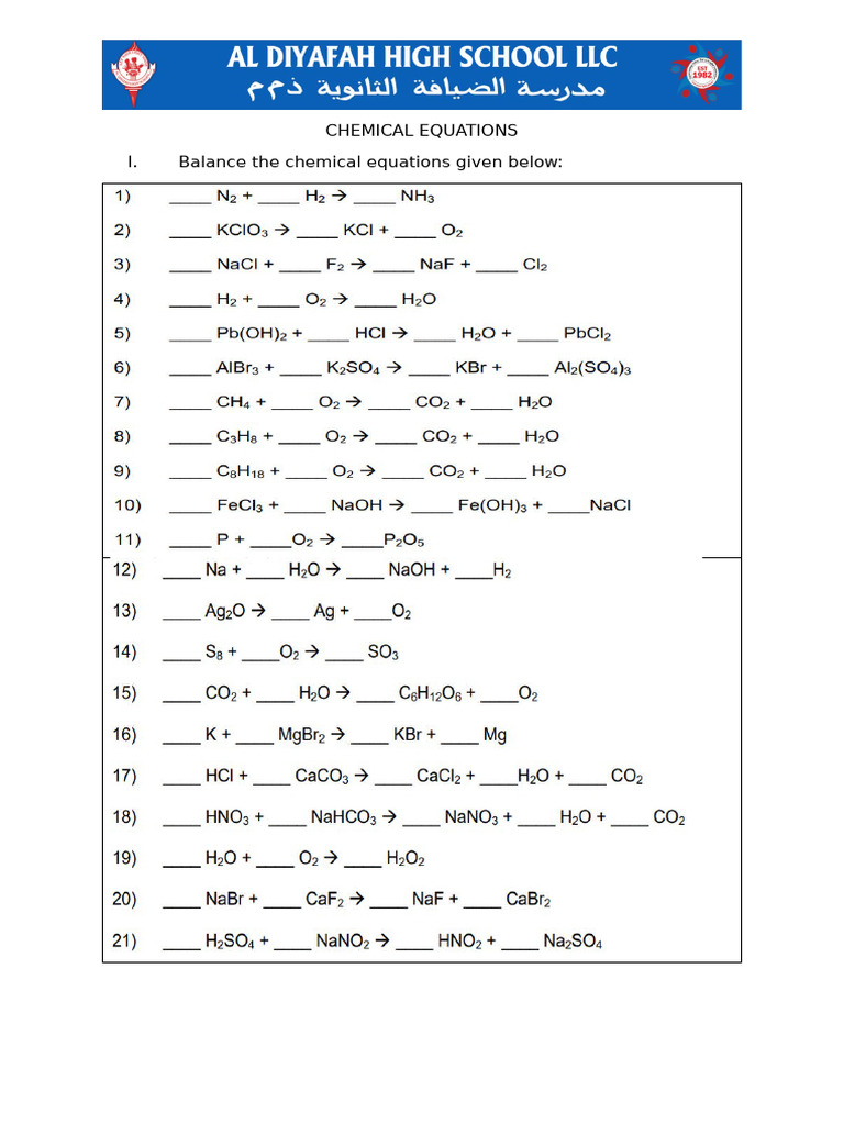 Balancing Chemical Equations Guide | PDF