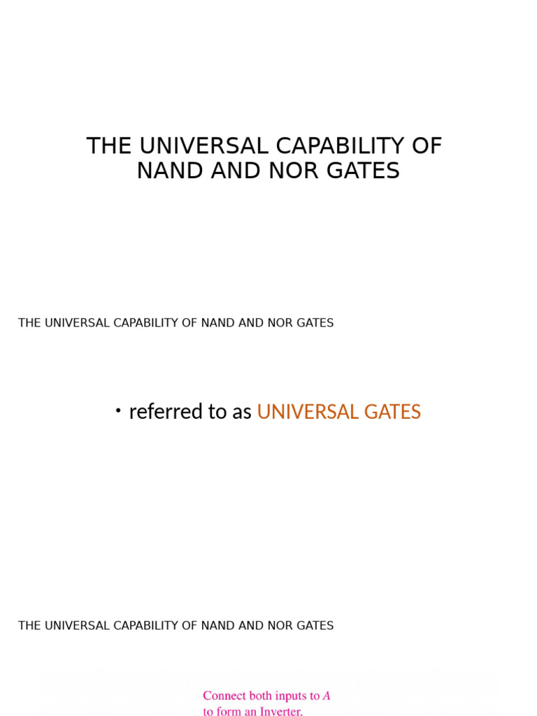 Universal NAND & NOR Gate Functions | PDF