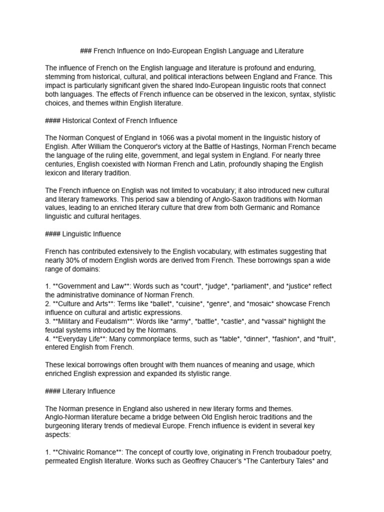 French Influence | PDF | English Language | French Language