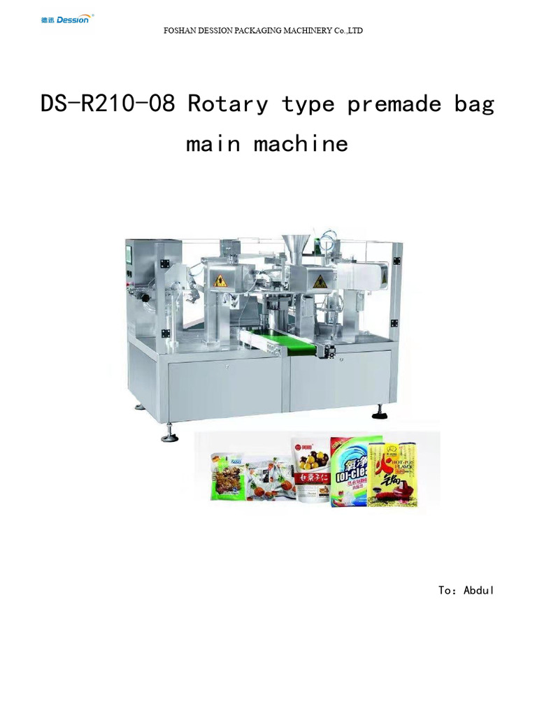 Dession Rotary Bag Packing Manual | PDF | Programmable Logic Controller ...