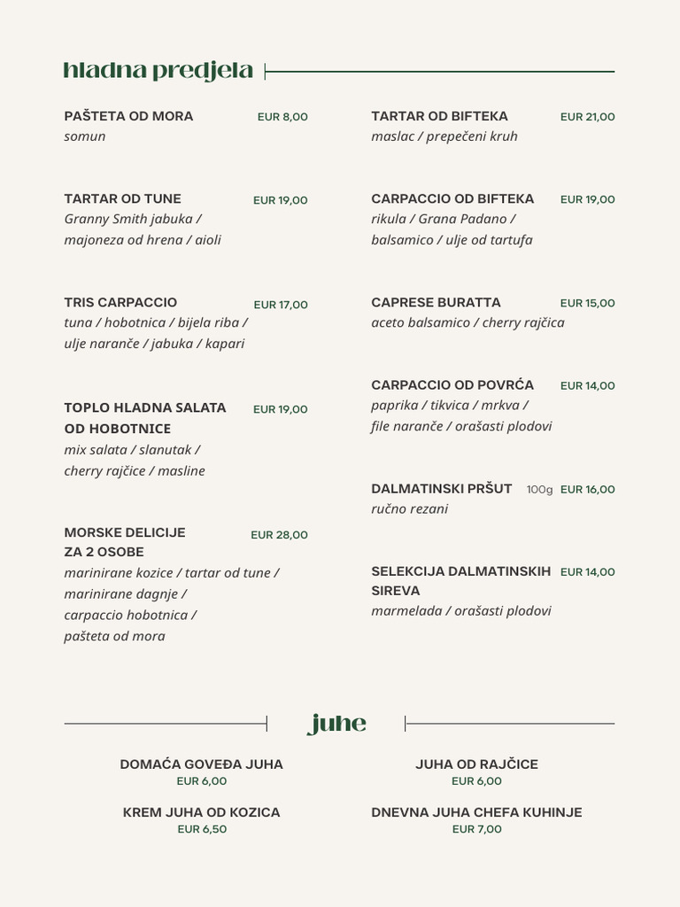 Maestro Menu Cro | PDF