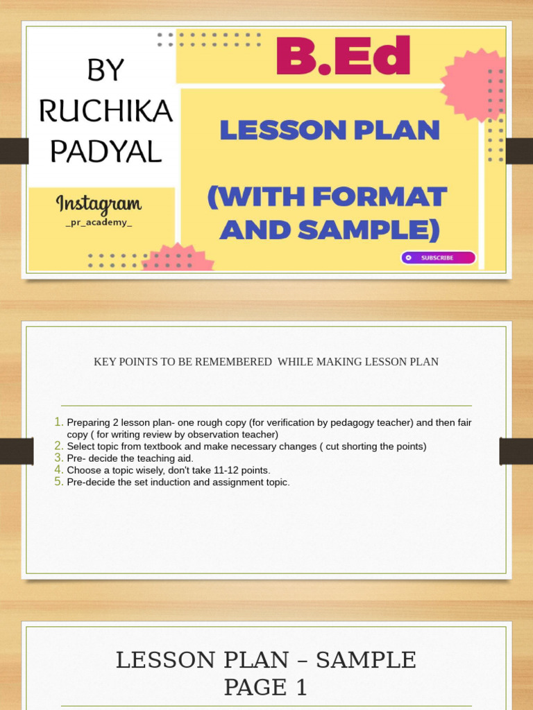 B.Ed Lesson Plan With Sample Example by Ruchika Padyal | PDF | Poverty ...