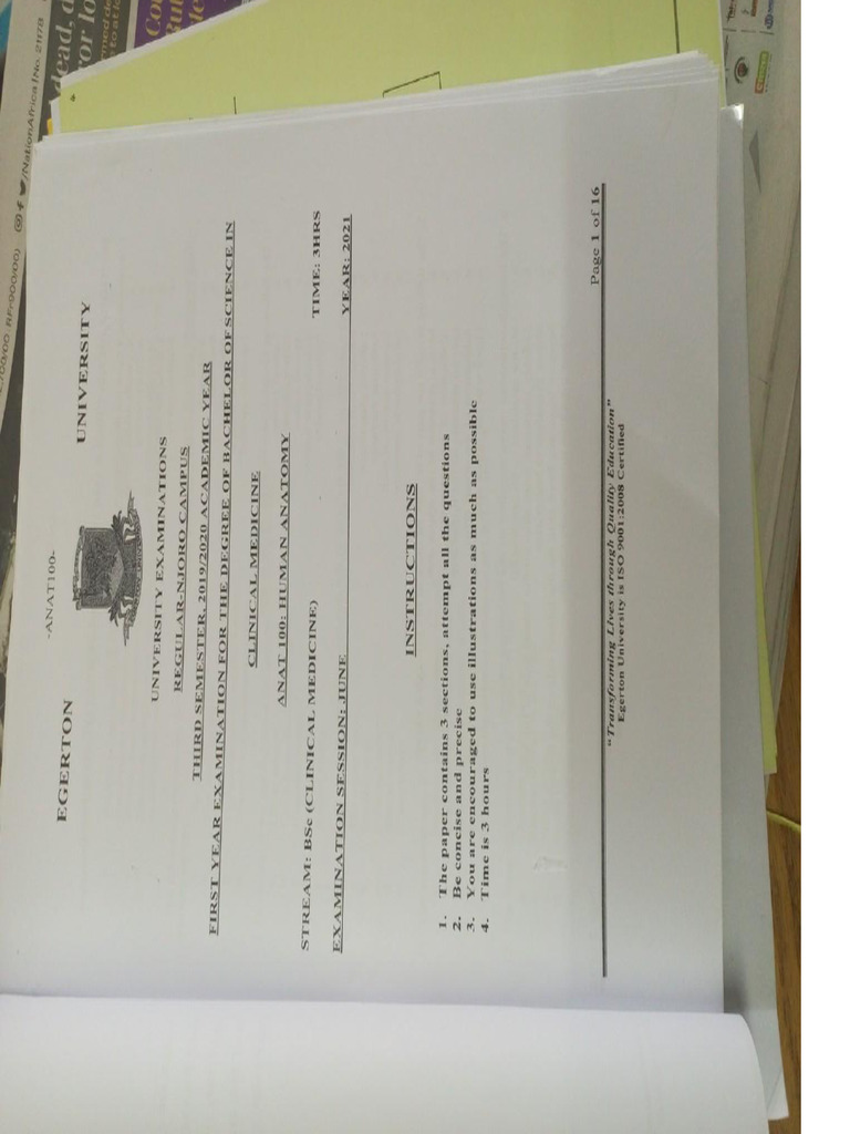 Anatomy Current Past Papers | PDF