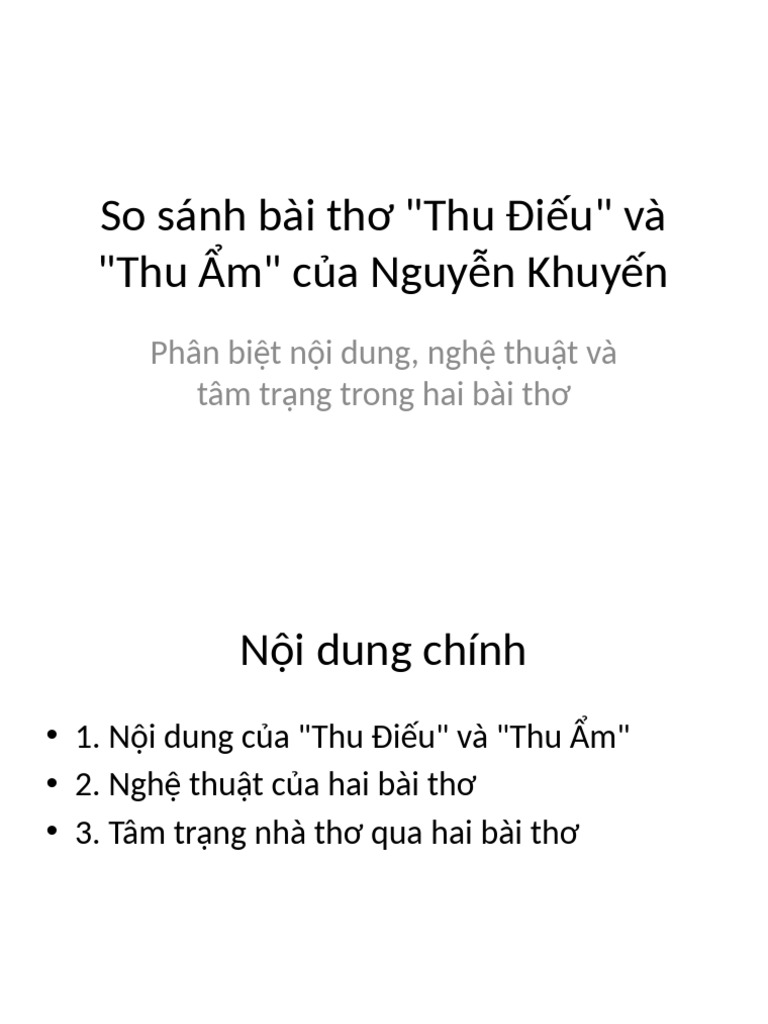 So Sanh Thu Dieu Va Thu Am | PDF
