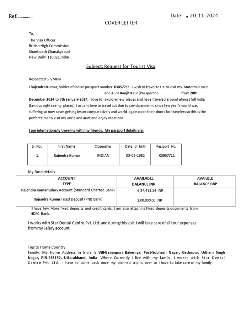 Cover Letter Baldev Singh | PDF | Travel Visa | Passport