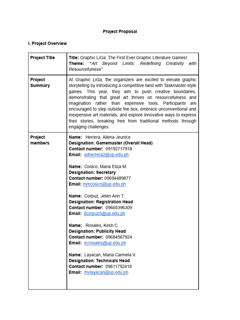 Graphic LiGa: Art Competition Proposal | PDF | Return On Investment | Creativity