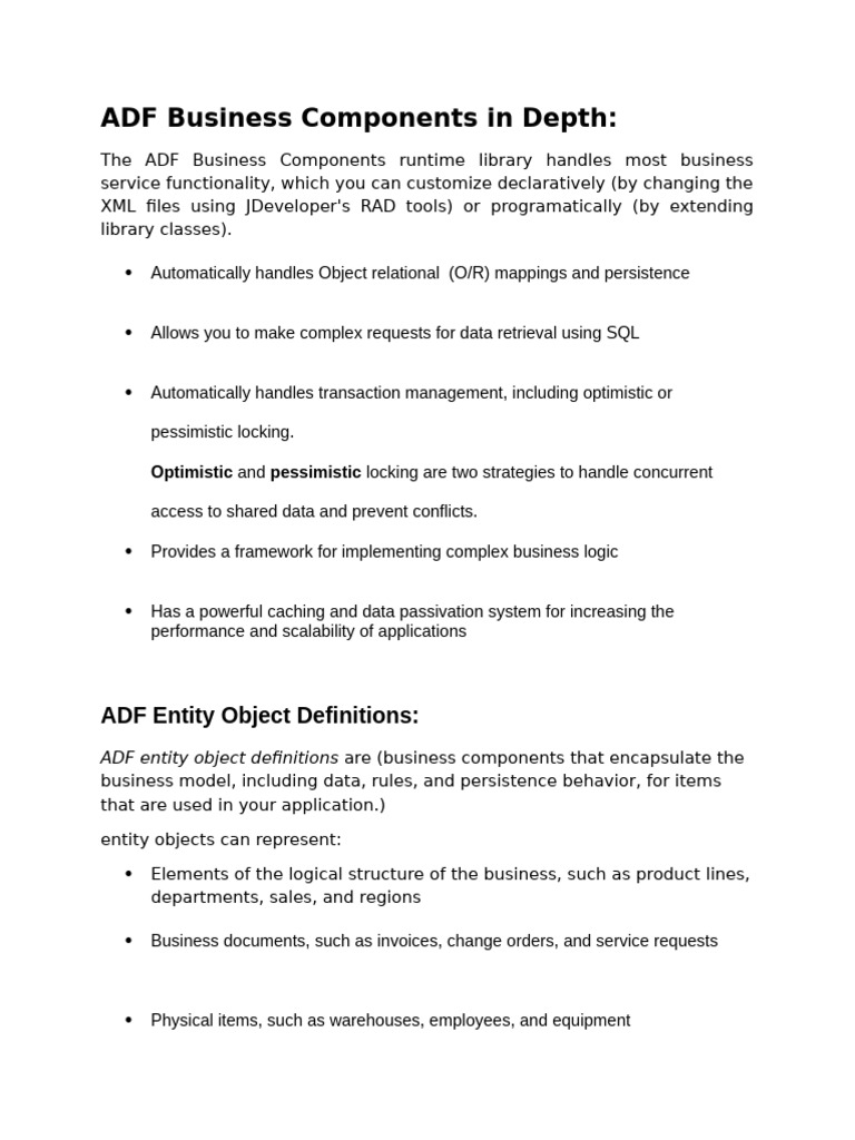 ADF Business Components in Depth | PDF | Class (Computer Programming) | Databases