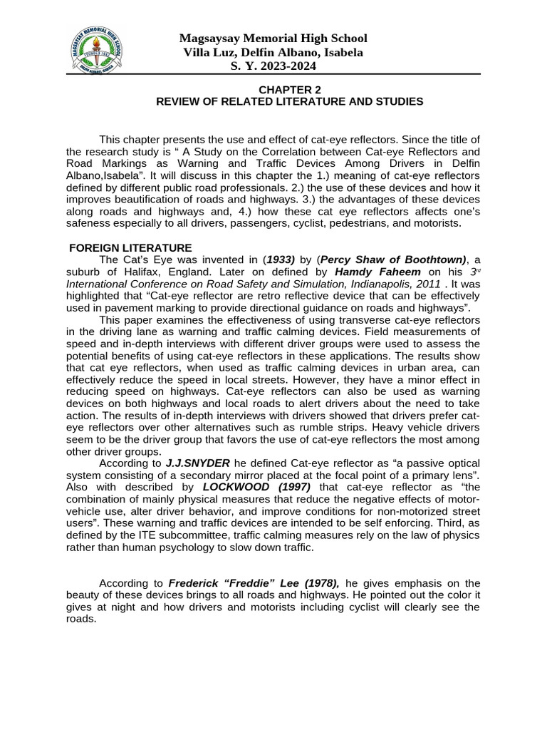 CHAPTER 2 RRL ENGR ARCHI - Docx New | PDF | Road | Traffic