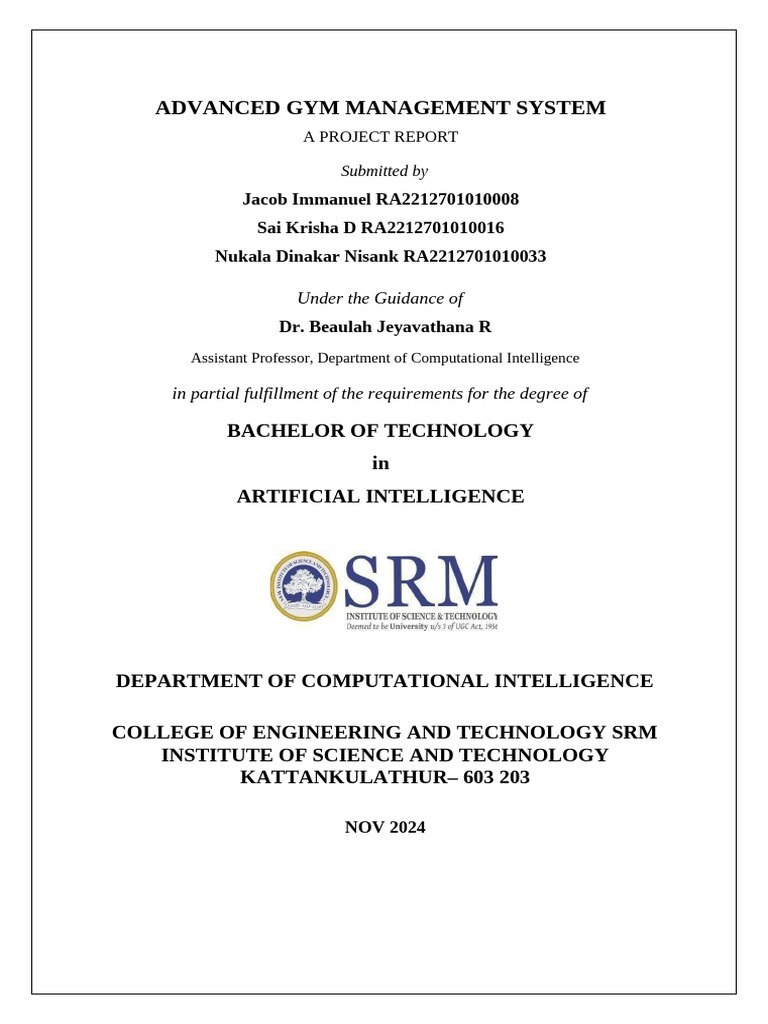 DBMS Advanced Gym Management System Report | PDF | Database Transaction ...