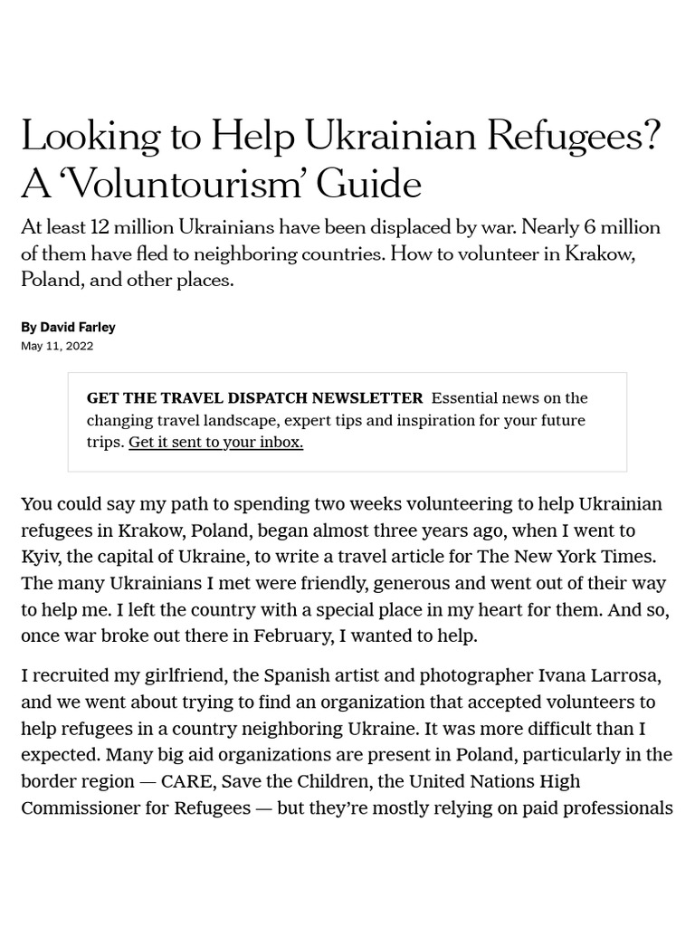 Volunteering for Ukrainian Refugees | PDF | Refugee | Ukraine