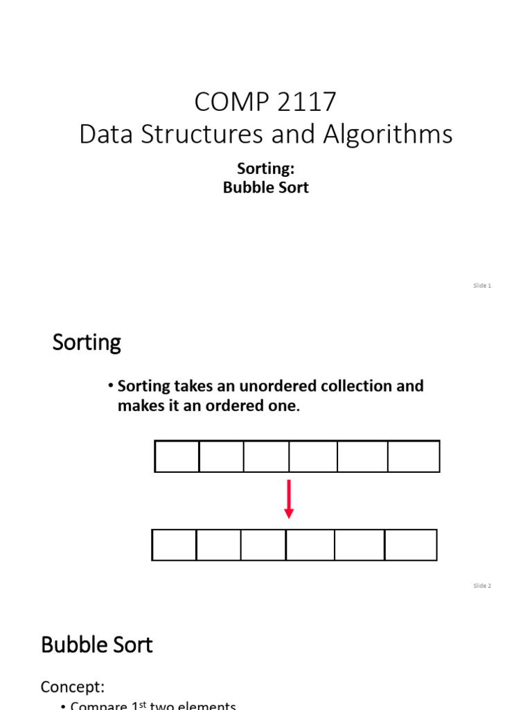 DS Lecture 12 Sorting (Bubble Sort) | PDF DS Lecture 12 Sorting (Bubble Sort) | PDF