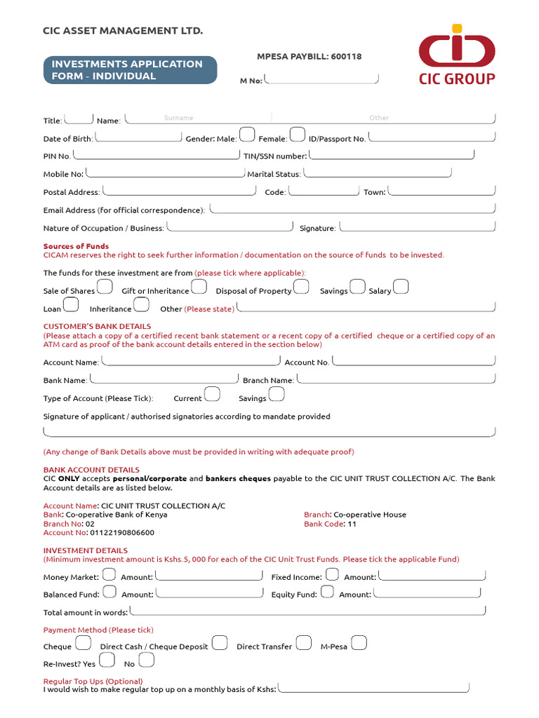 Individual Investment Application Form | PDF | Banks | Cheque