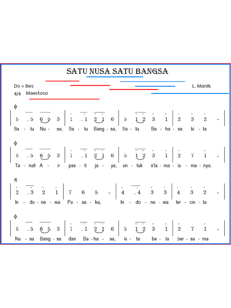 Partitur Satu Nusa Satu Bangsa | PDF