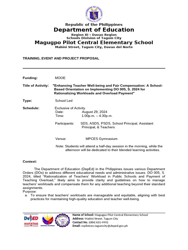 ACTIVITY-DESIGN-ON-DO 005, S. 2024 - Rationalization of Teachers ...