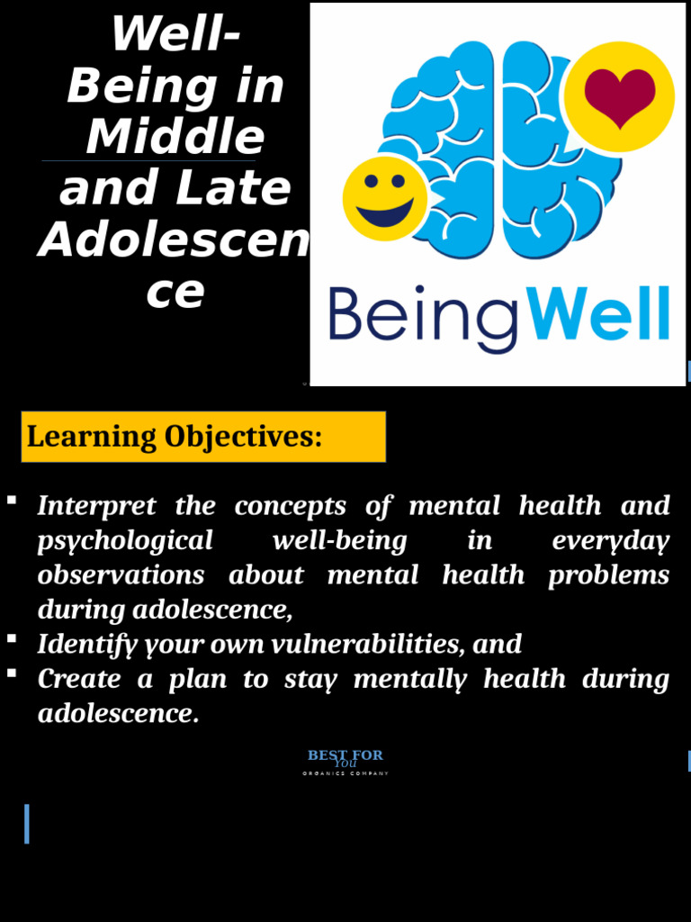 Lesson 7 - Mental Health & Well-Being in Middle & Late Adolescence ...