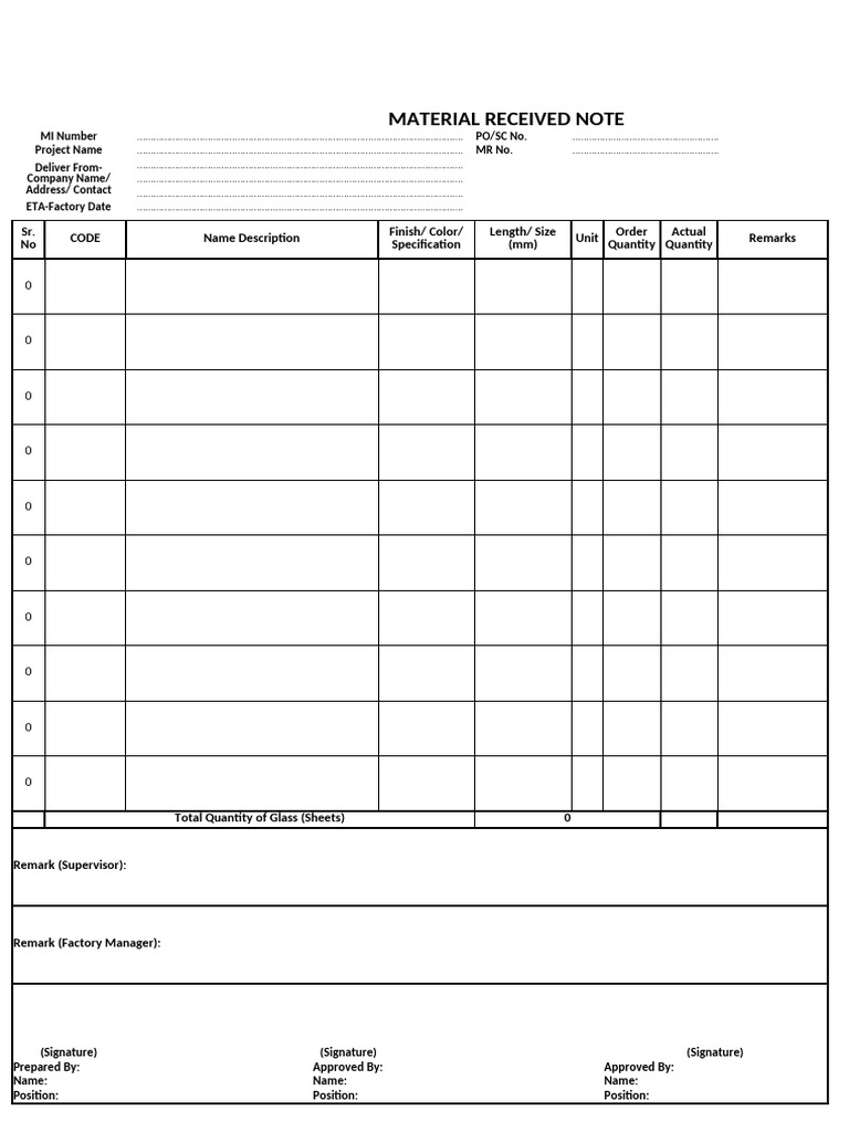 Material Receipt Record | PDF
