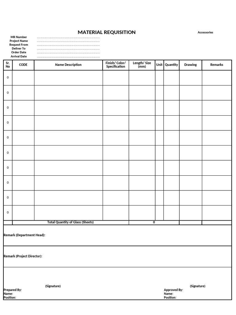Material Requisition Form Template | PDF