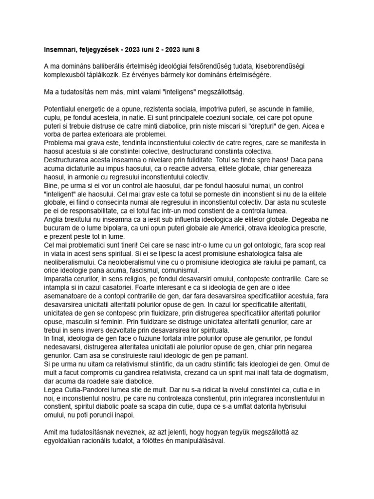 Insemnari, Feljegyzések - 2023 Iuni 2 - 2023 Iuni 8 | PDF