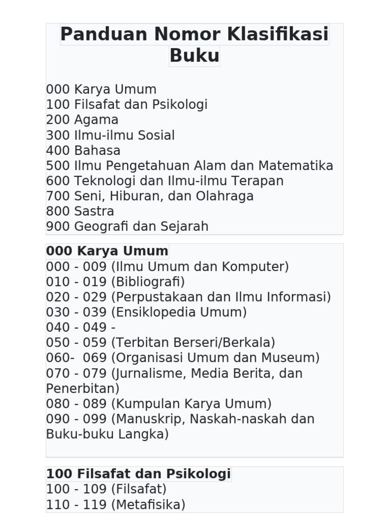 Panduan Klasifikasi Buku Berdasarkan Subjek | PDF