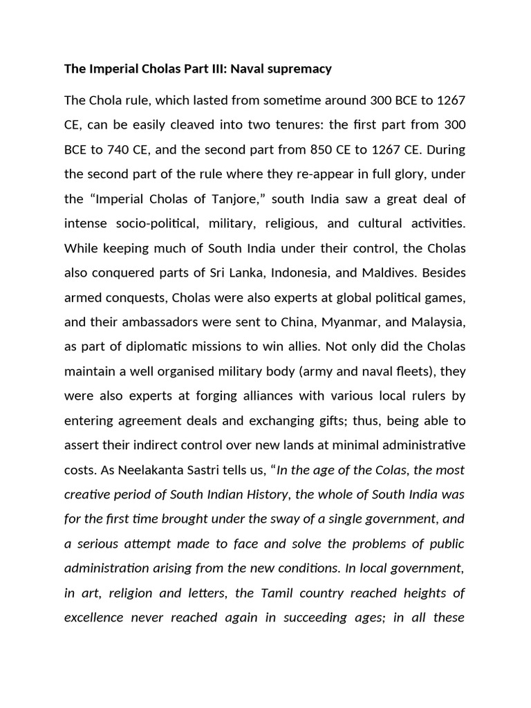 The Imperial Cholas Part III Naval Supre | PDF | Asia