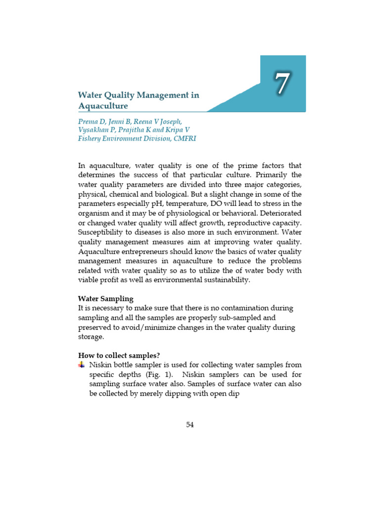Water Quality Management in Aquaculture | PDF | Ph | Salinity
