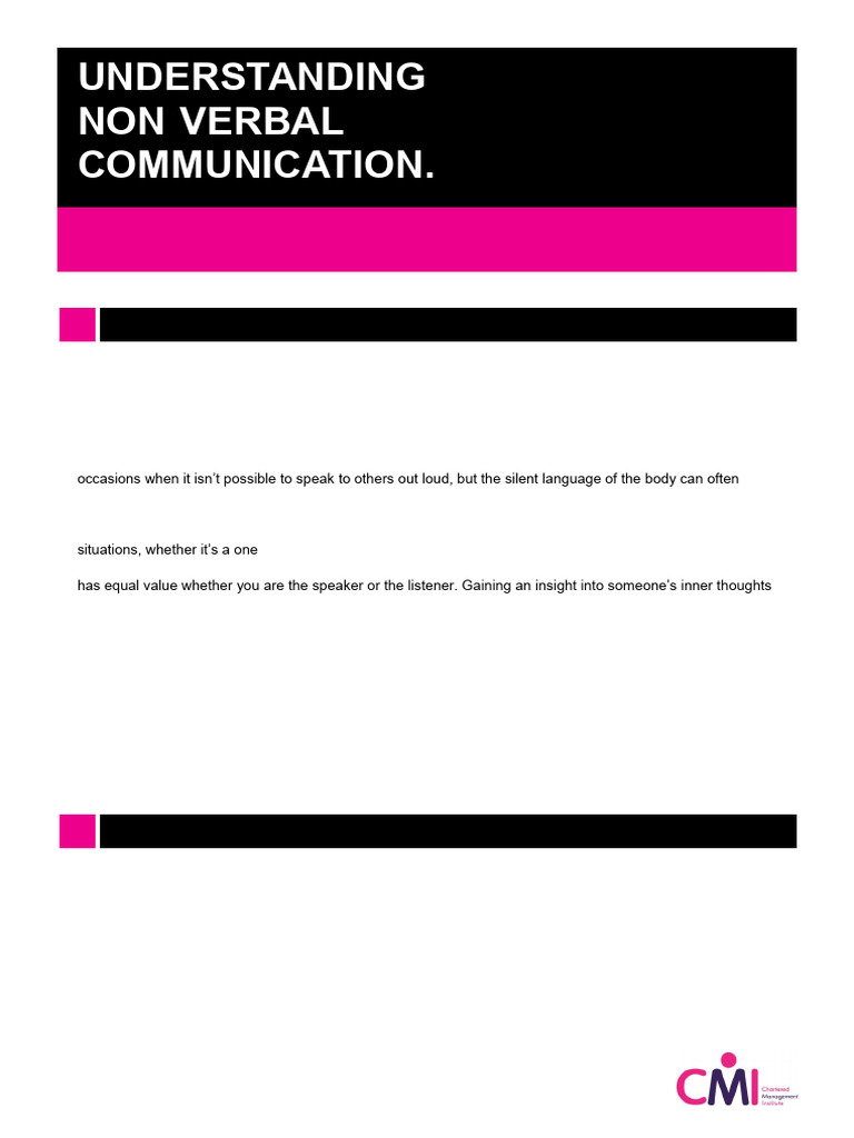 Understanding Non-Verbal Communication.: Checklist 269 | PDF ...