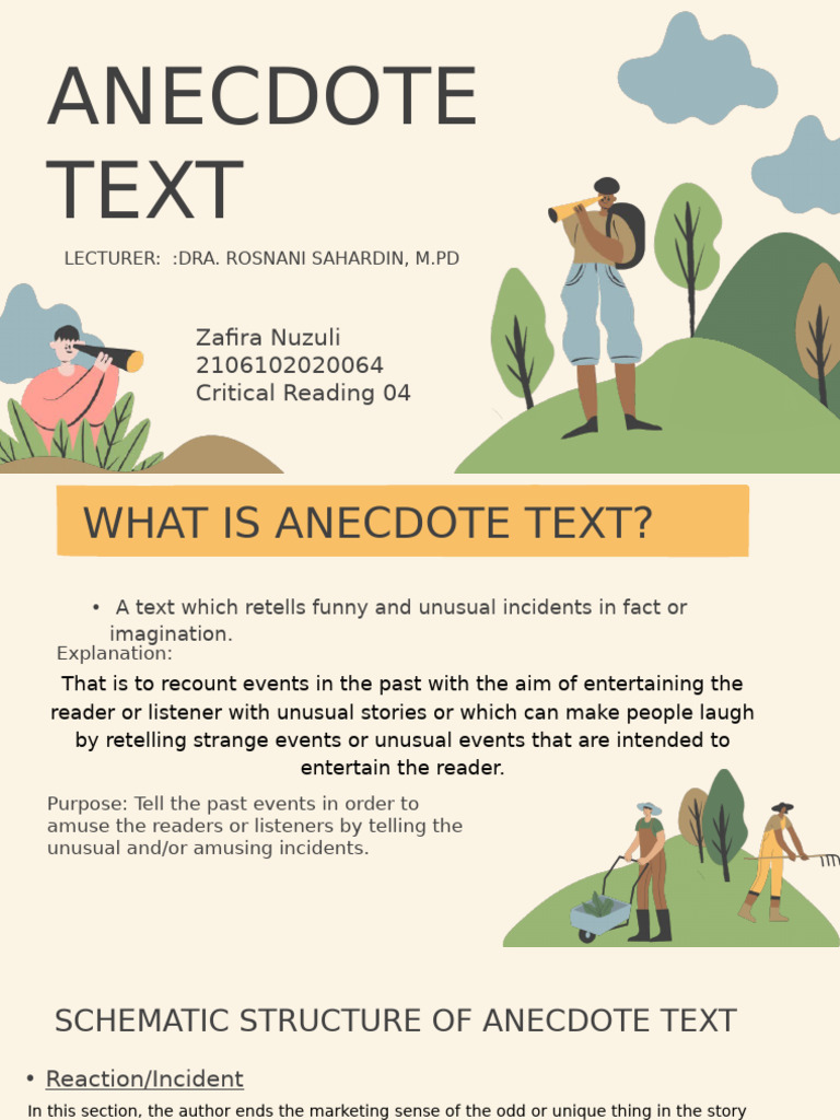 Anecdote Text: Zafira Nuzuli 2106102020064 Critical Reading 04 | PDF ...
