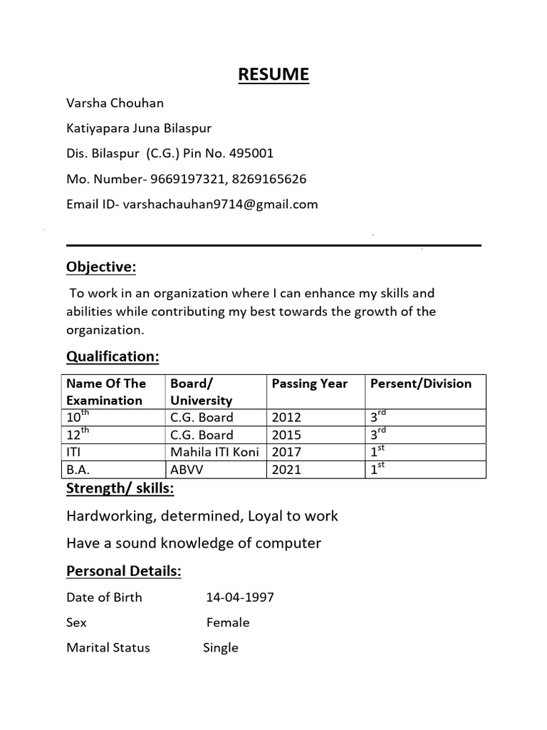 Varsha Chouhan Resume 2023 | PDF