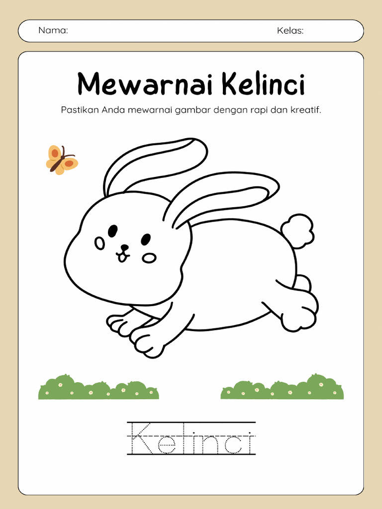Mewarnai Kelinci Lembar Kerja Krem Ilustrasi - 20241127 - 073335 - 0000 ...