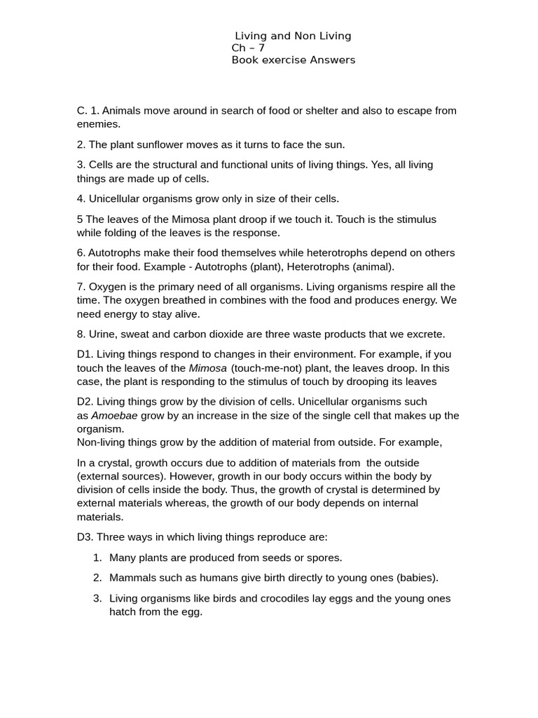 Living and Nonliving Ans | PDF | Plants | Soil