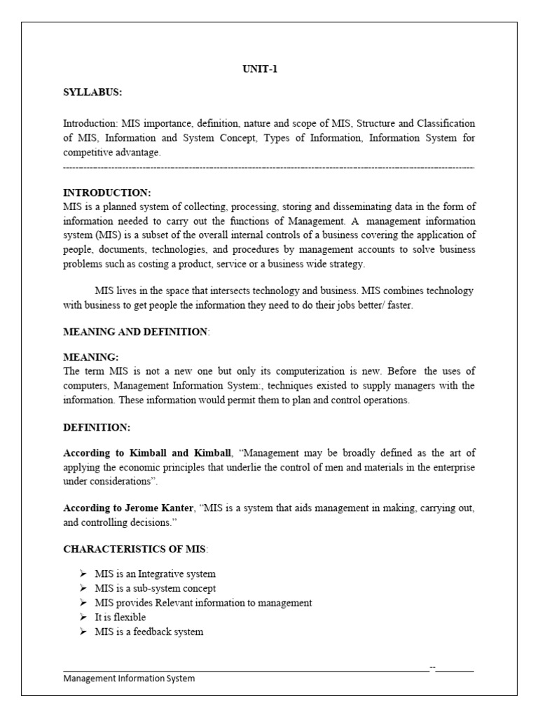 Mis Notes | PDF | System | Information System