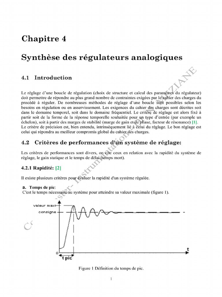 Chapitre 4 Synthese Regulateur Analogique Etudiant | PDF