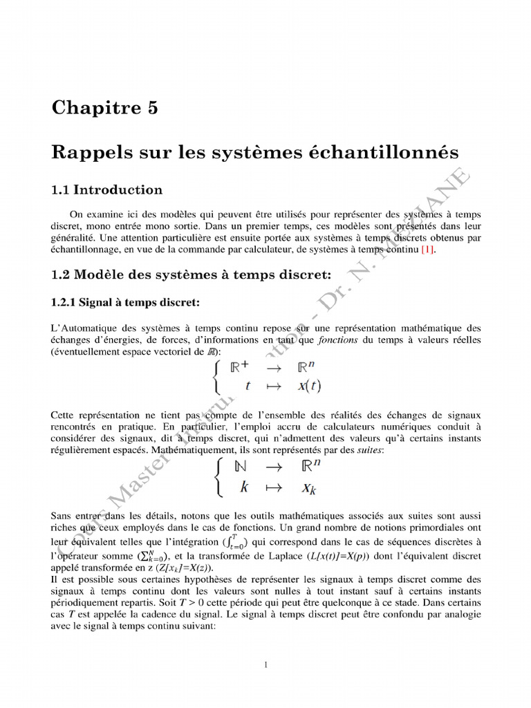Chapitre5 Rappels Systemes Echantillonnes Etudiant | PDF