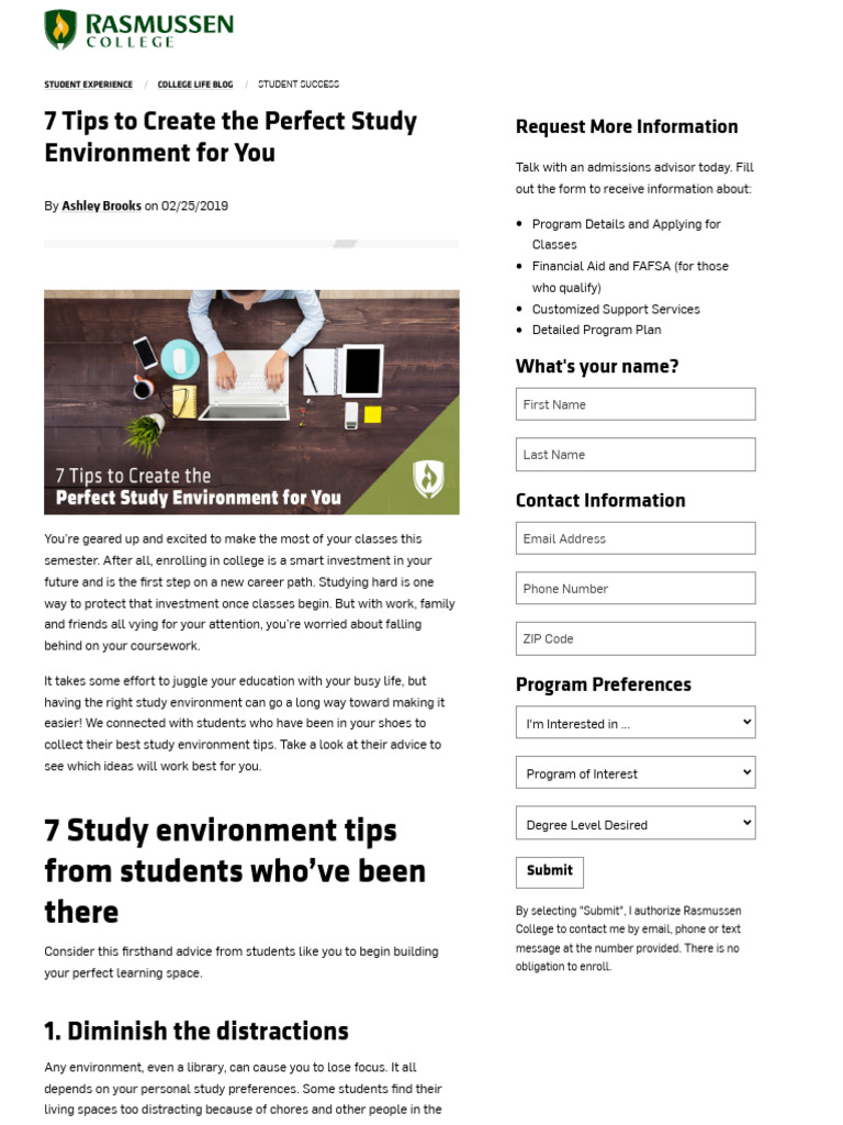 Week 004-008 7 Tips To Create The Perfect Study Environment For You | PDF